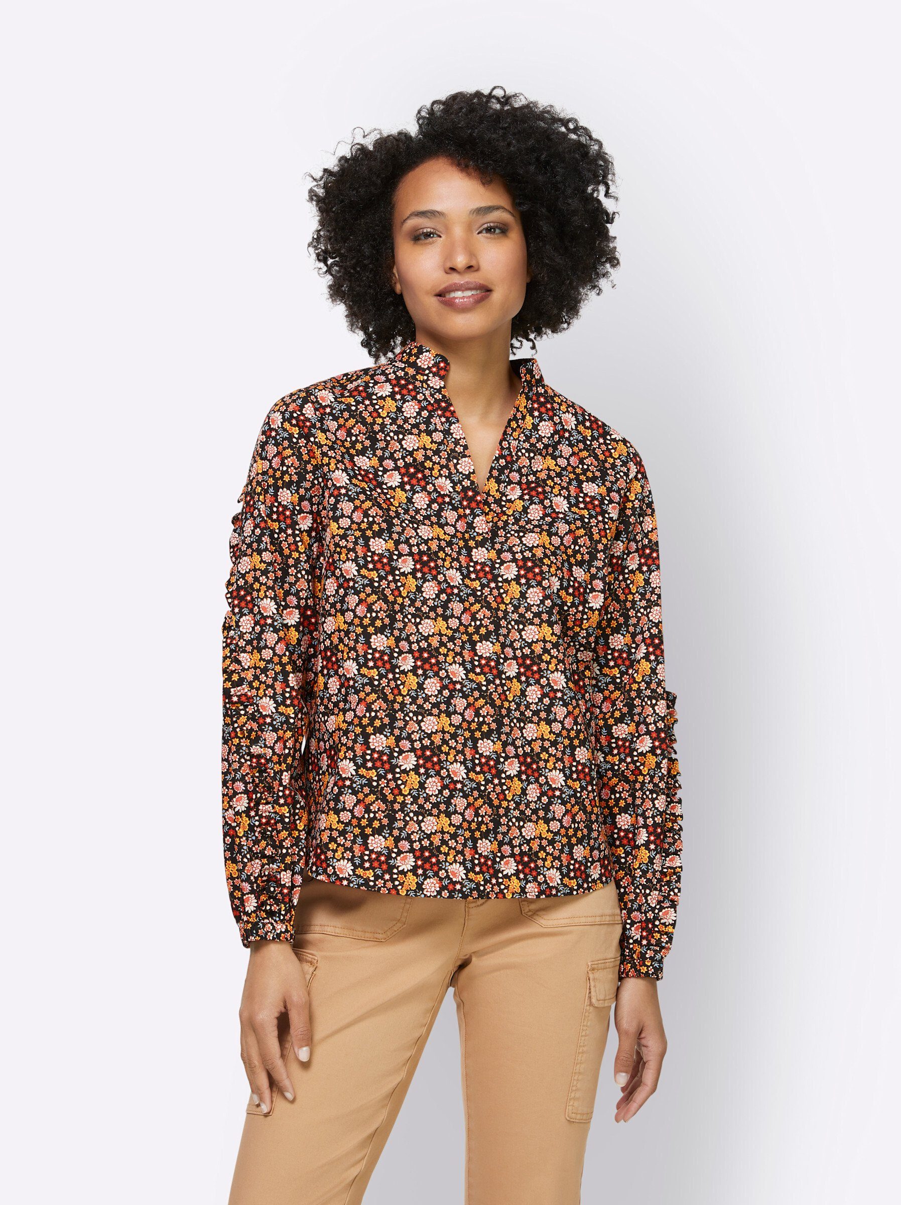 Heine Klassische Bluse Druckbluse Vorne Kürzer Hinten Länger