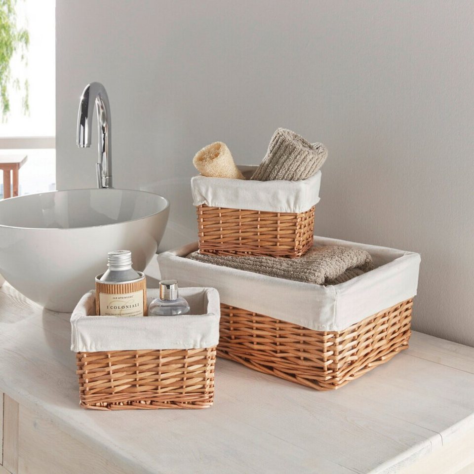 Home Trends24de Aufbewahrungskorb Universalkorb Weide Natur 3er Set