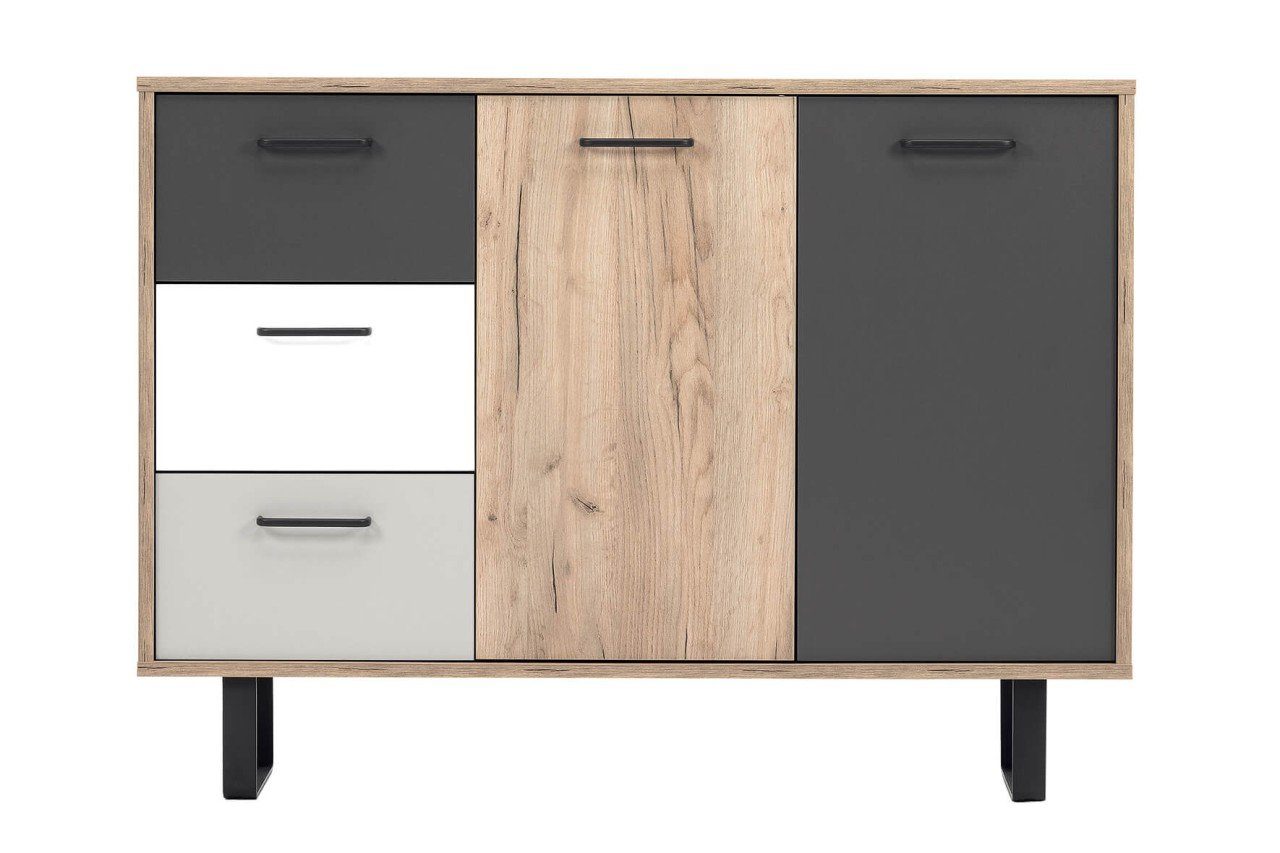 Finori Möbel Kommode Orlando 118 Cm Dekor Grey Craft Oak Farbmix
