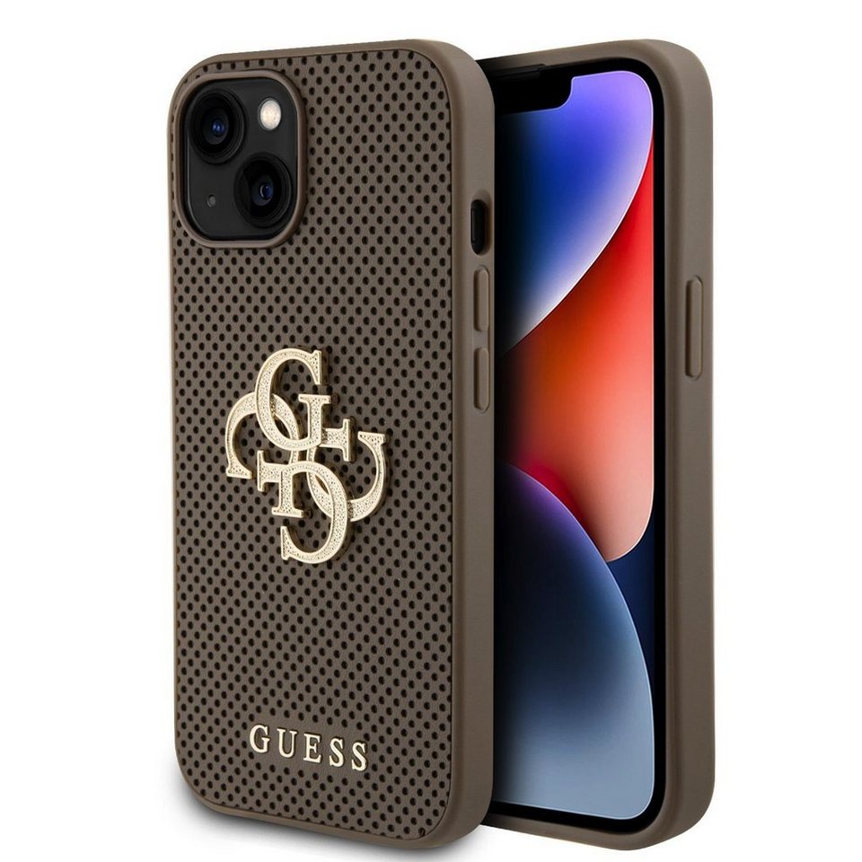 Guess Handyhülle Guess Pu Perfürated 4g Glitter Metal Logo Case Für