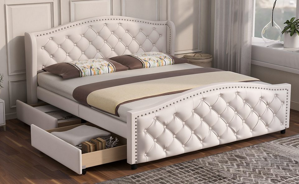 Rutaqian Polsterbett Stauraumbett Doppelbett 140x200 Cm Jugendbett