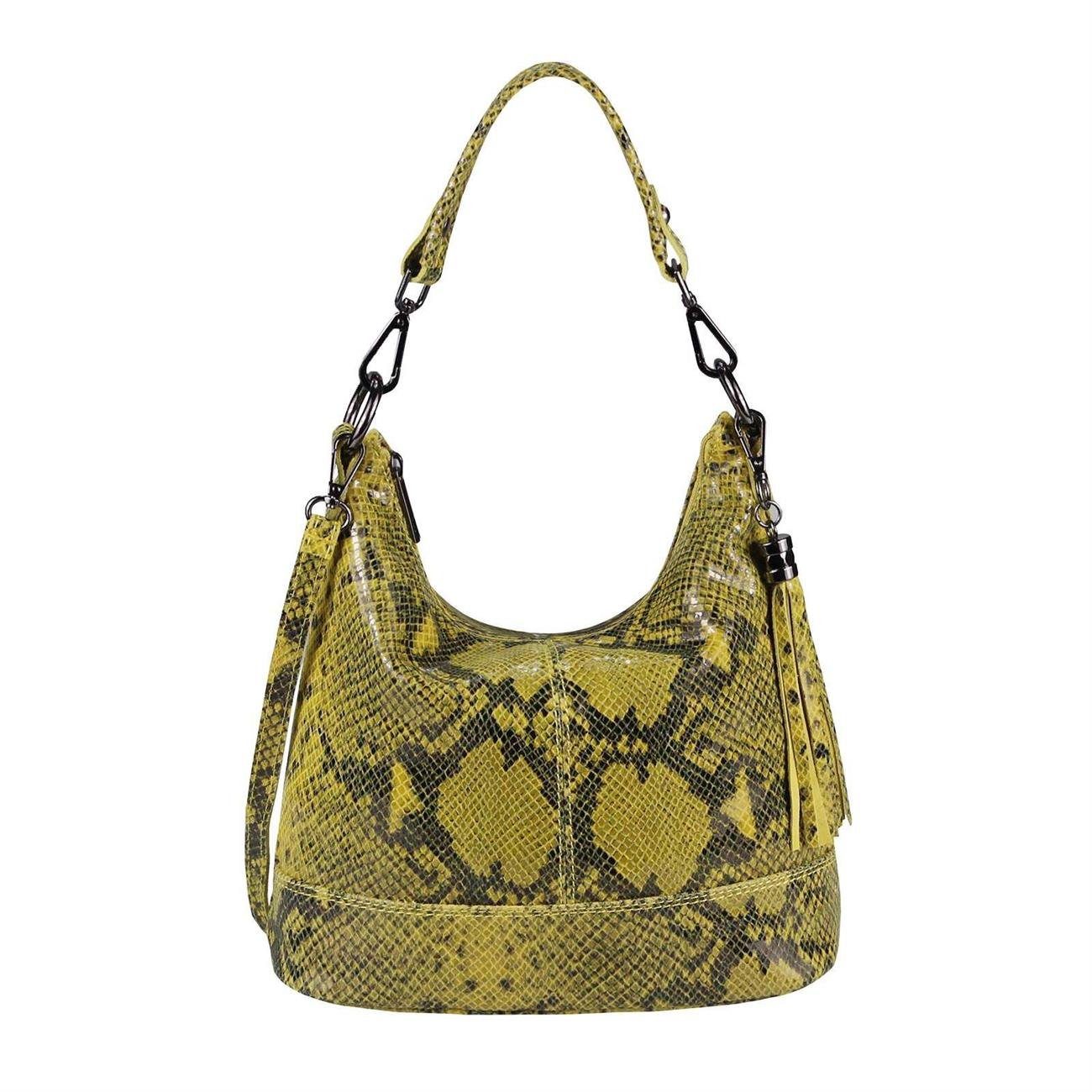 ITALYSHOP24 Schultertasche Made in Italy Damen Leder Tasche Shopper, mit Schlangen Muster, als ...