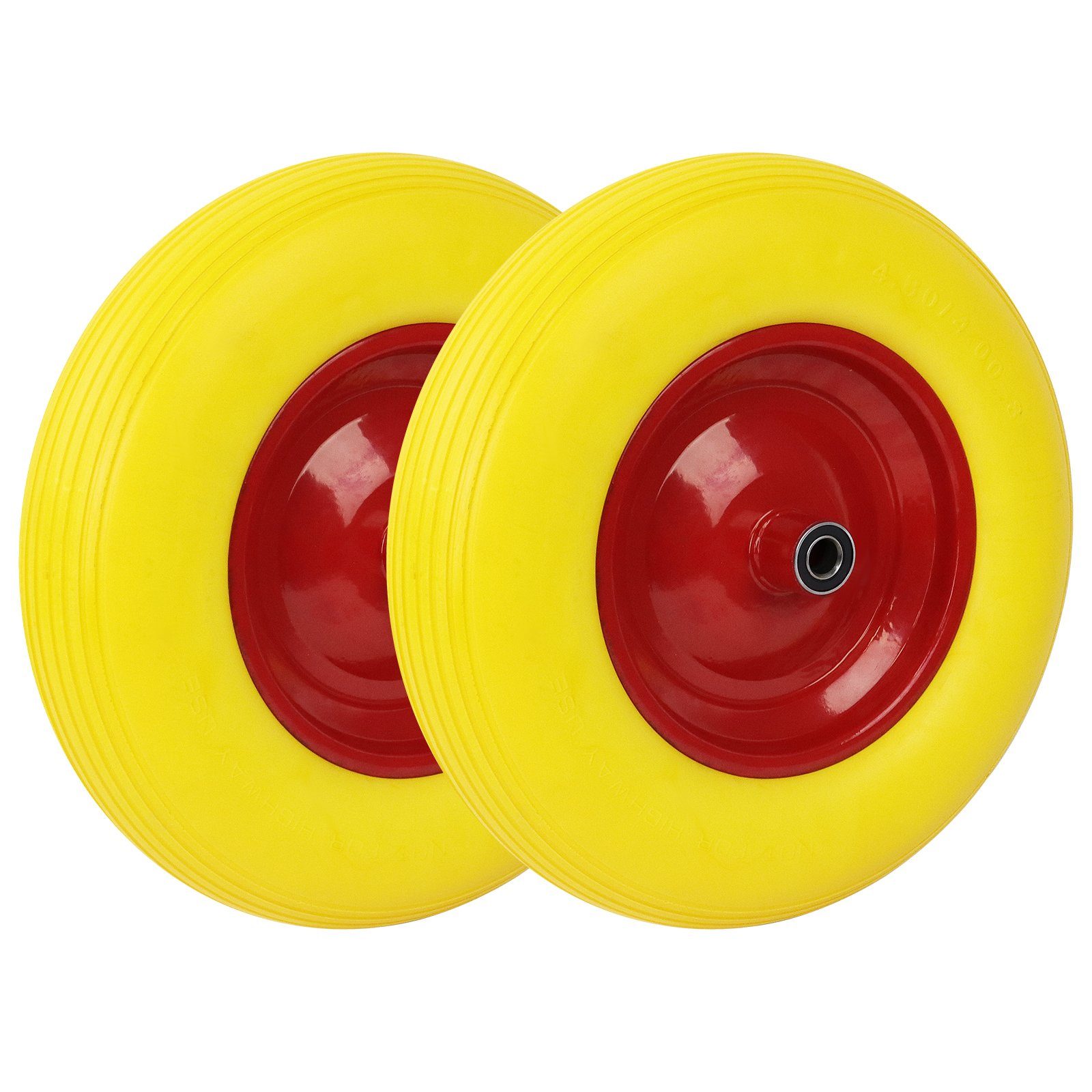 AUFUN Laufrad 2x Sackkarrenrad luftbereift Gelb, mit Achse Reifen