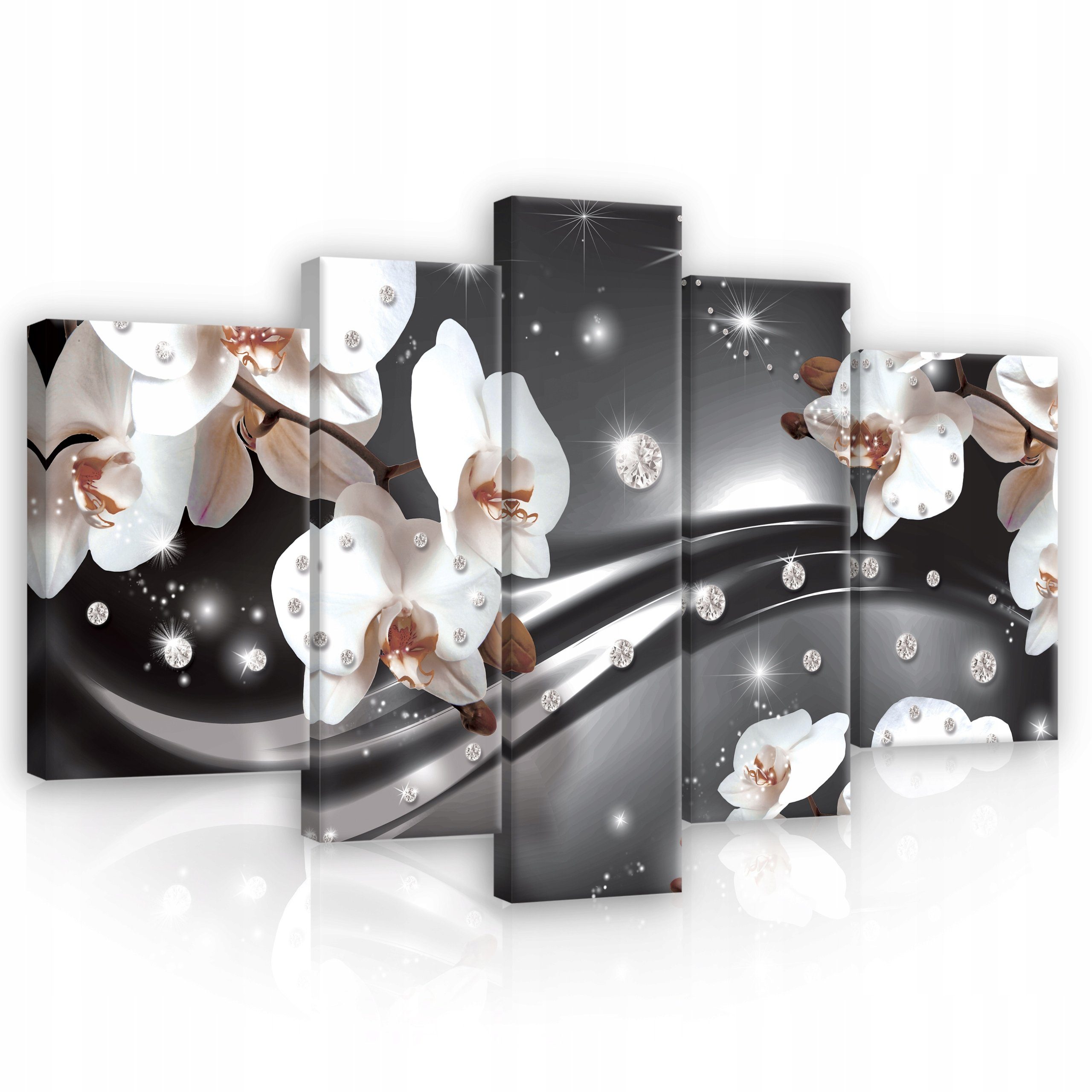 Wallarena Leinwandbild Blumen Abstrakt Grau Set Wandbilder 170x100 cm Groß XXL Wand Deko, Blumen ...