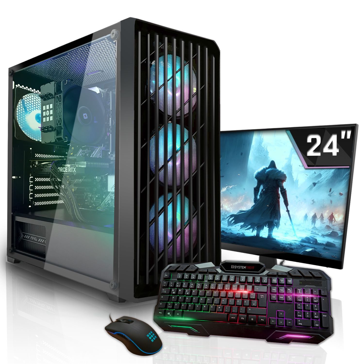 SYSTEMTREFF Basic Gaming-PC-Komplettsystem (24", Intel Core i5 11400 ...