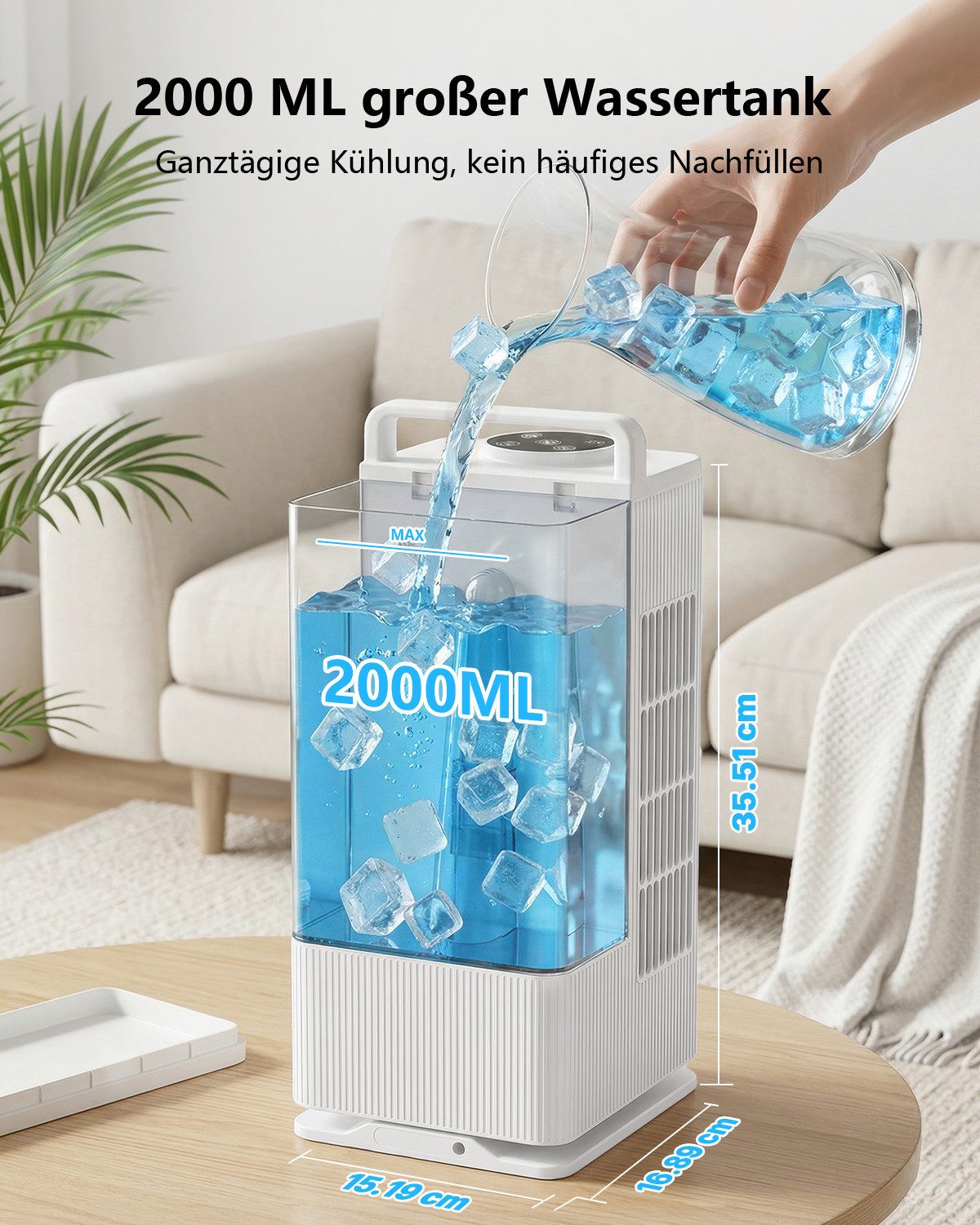 BBWL Standventilator Tragbarer Sprühnebel Ventilator 4-in-1 LED ...