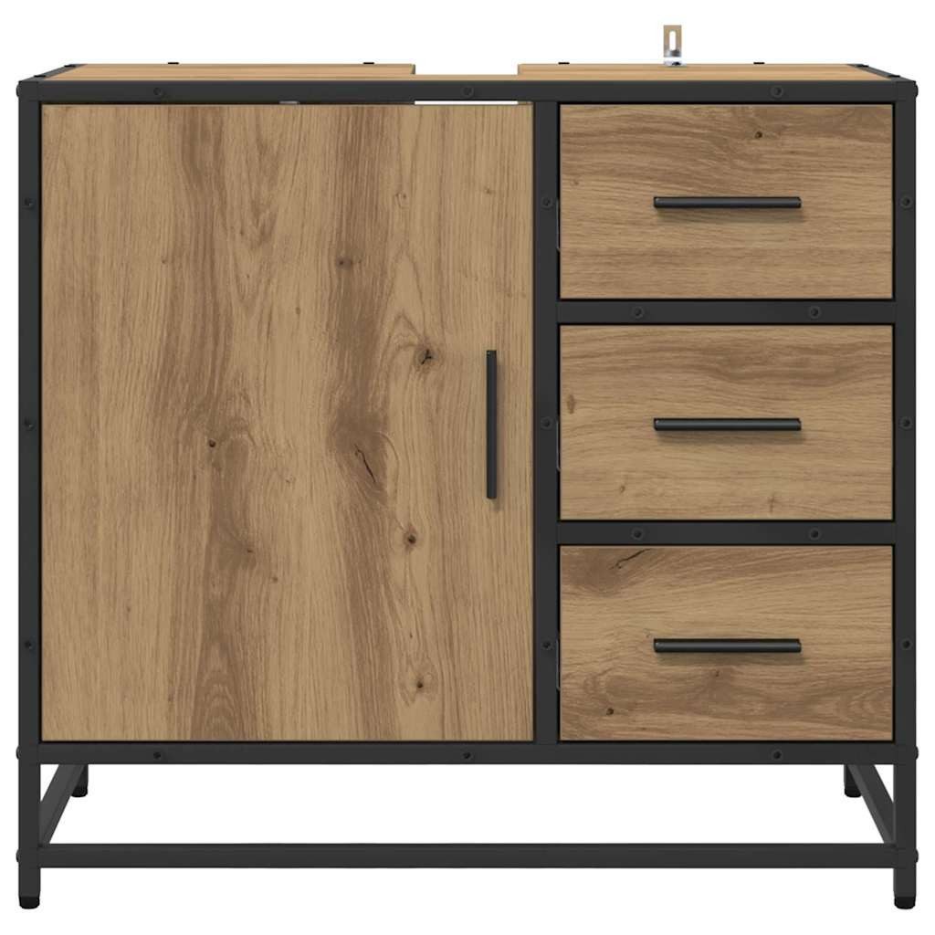 vidaXL Badezimmer-Set Badezimmerschrank Artisan-Eiche 65 x 33 x 60 cm ...