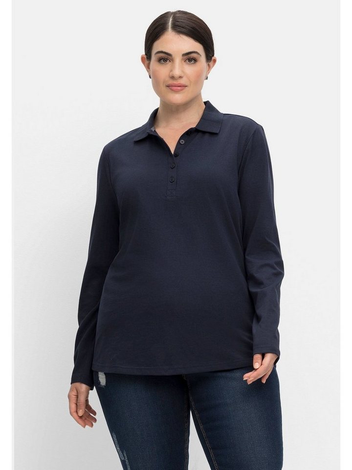 Sheego Langarmshirt Große Größen Mit Kurzer Knopfleiste In Feiner Melange