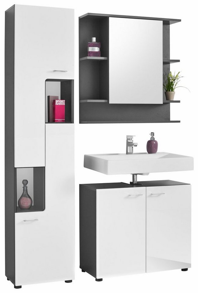 Trendteam Badmöbel Set Tetis Set 3 Tlg Hochschrankvariante Links