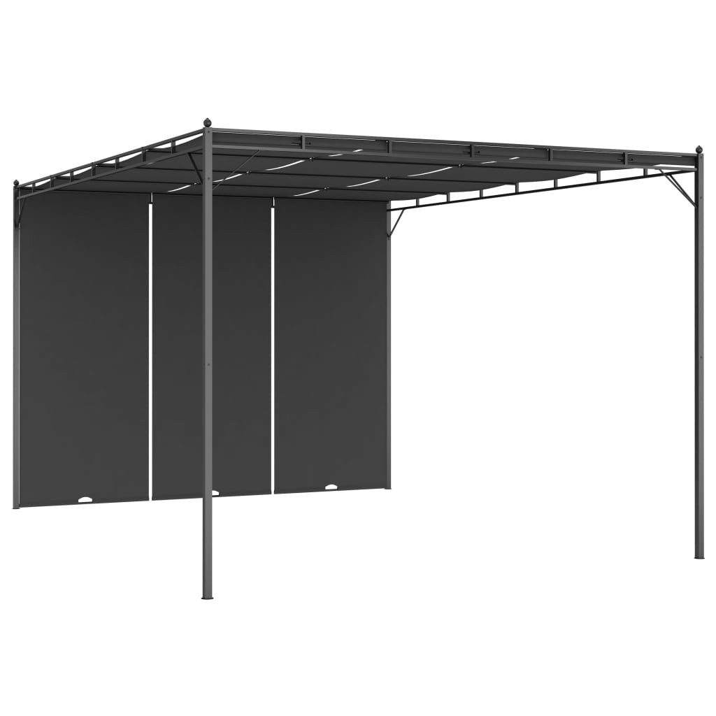 furnicato Pavillon mit Seitenwänden Anthrazit 300x300x270 cm Stahl ...