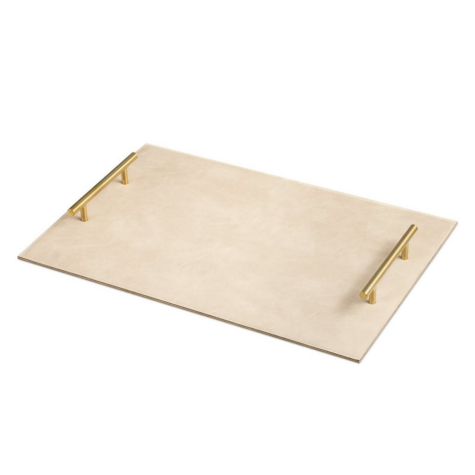 Navaris Tablett Stahl Tablett Aus Metall Kunstleder Servierplatte