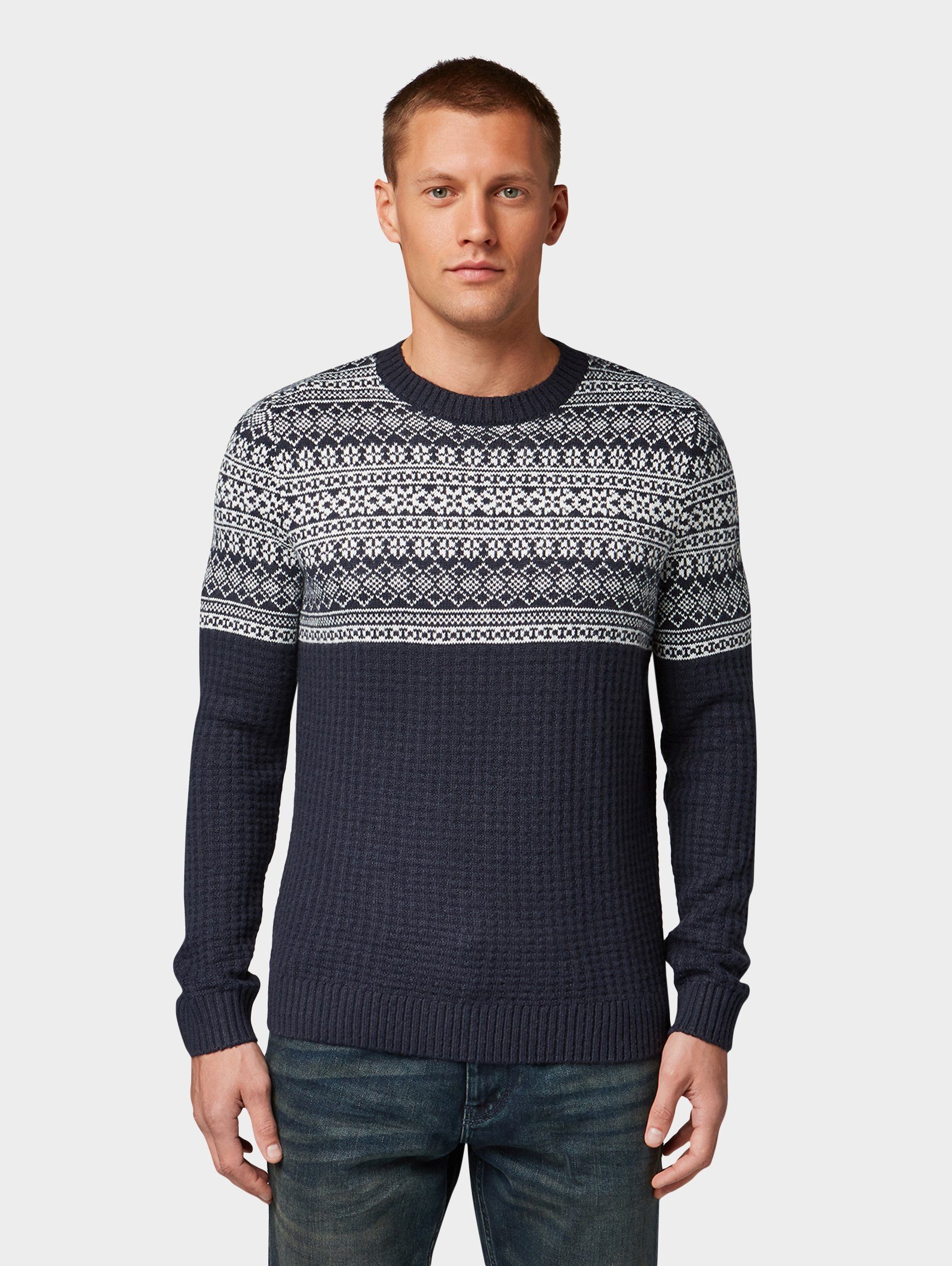 Tom Tailor Strickpullover Pullover Mit Winterlichem Strickdesign