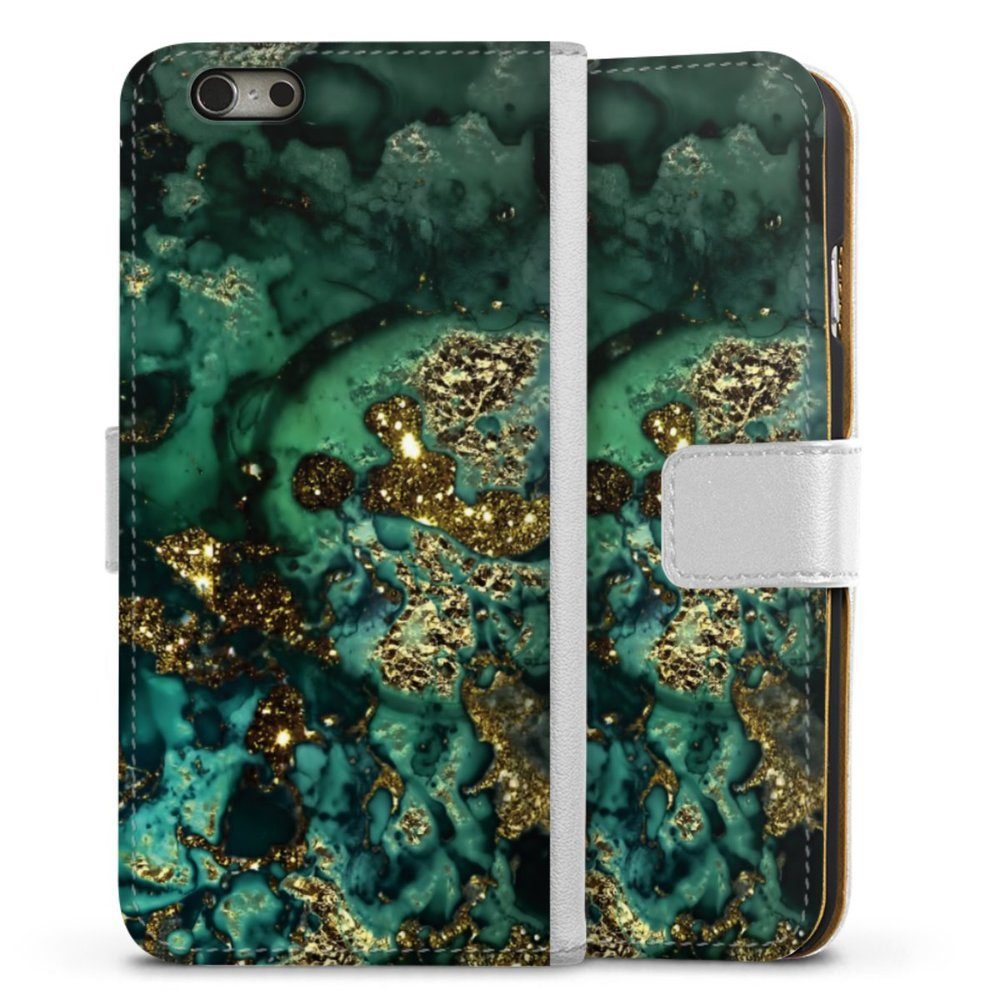 Deindesign Handyhülle Marmor Glitzer Look Muster Cyan Glitter Marble