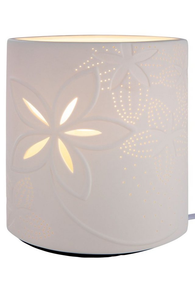 Gilde Tischleuchte Gilde Lampe Ellipse Glücksmomente Weiß H 20cm X