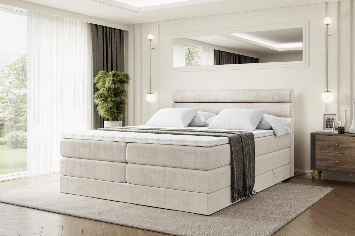 Altdecor Boxspringbett Celestia King Multipocket Matratze H4 H3