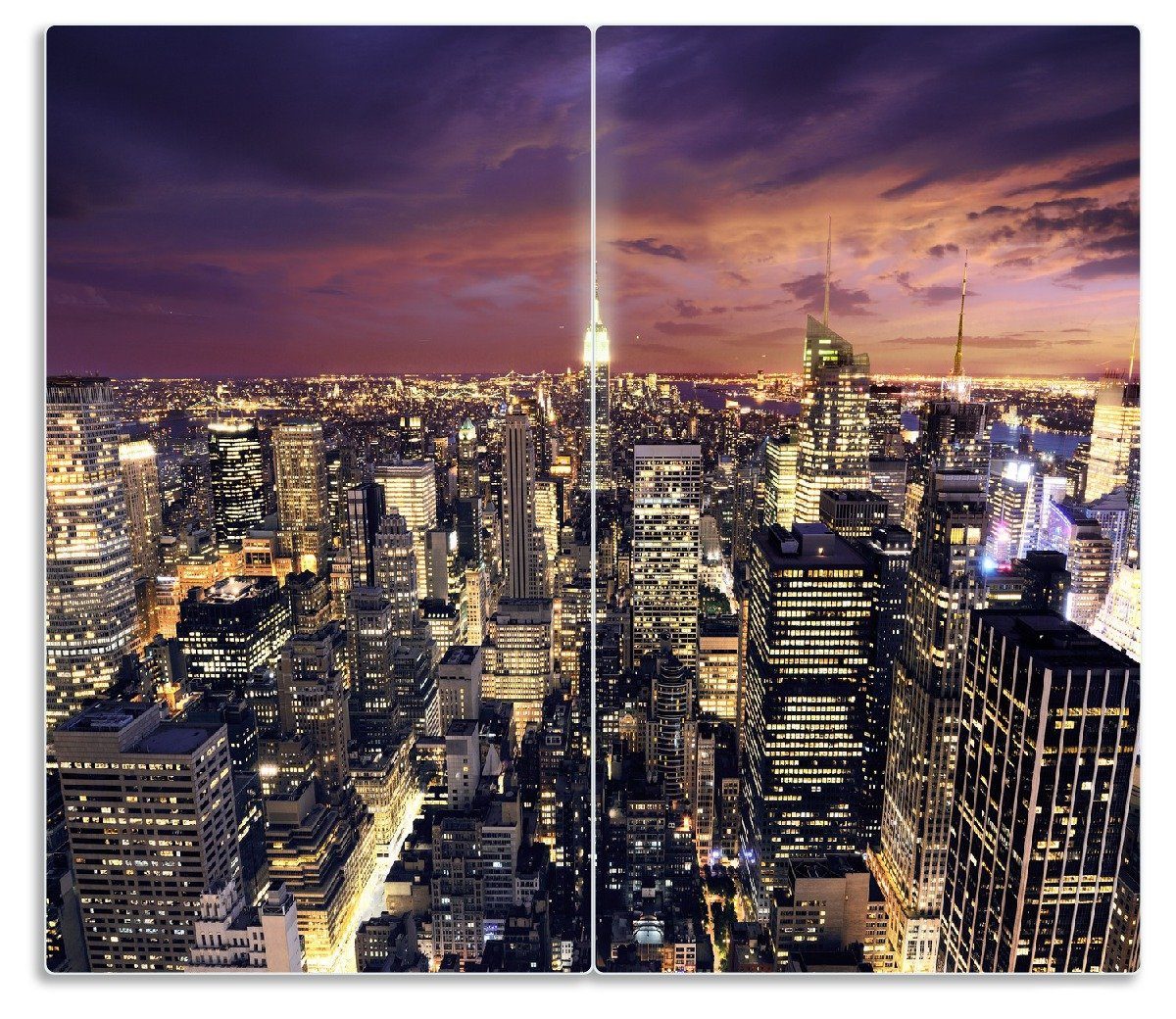Wallario Herd Abdeckplatte New York Bei Nacht Panoramablick über Die