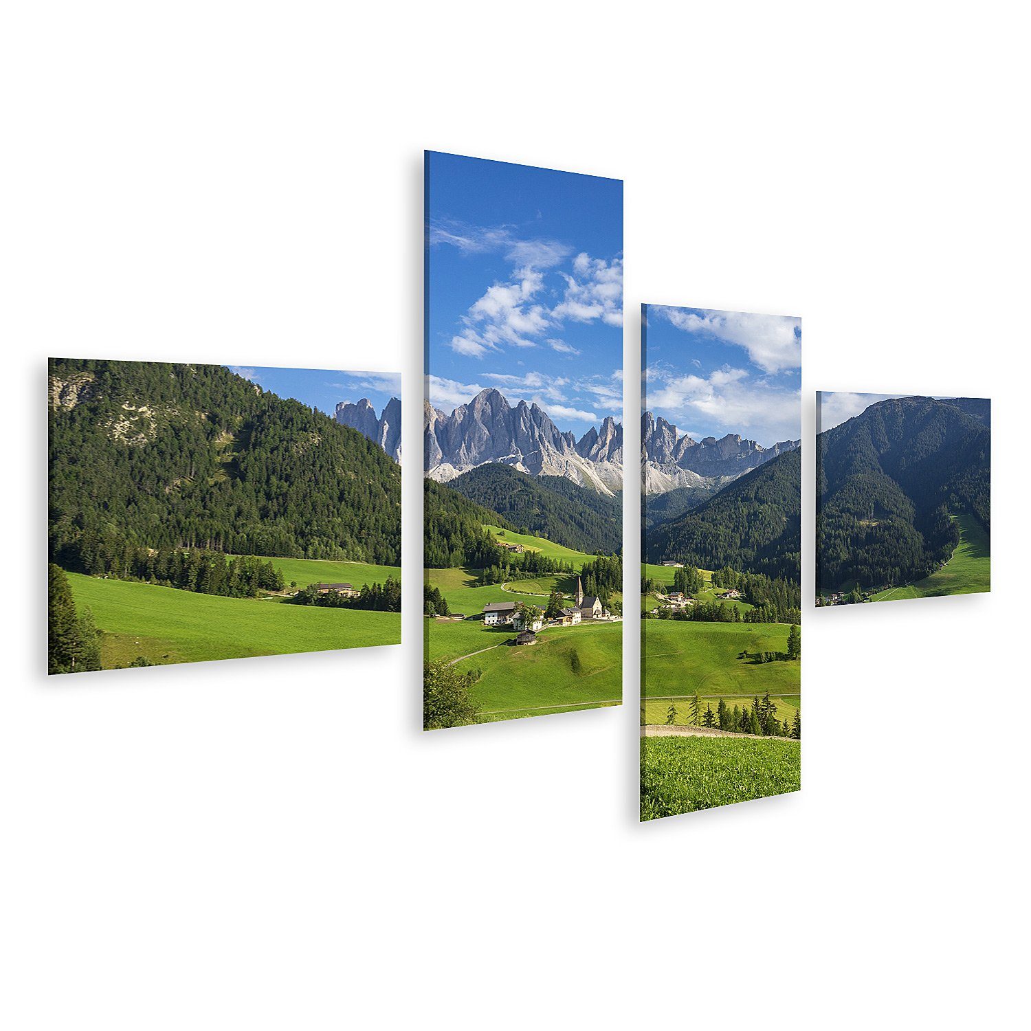 islandburner Leinwandbild Bild auf Leinwand Landschaftsbild Dorf Santa Maddalena Südtirol ...