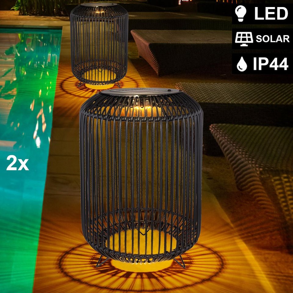 Etc Shop Gartenleuchte 2er Set Led Solar Leuchte Käfig Strahler Außen