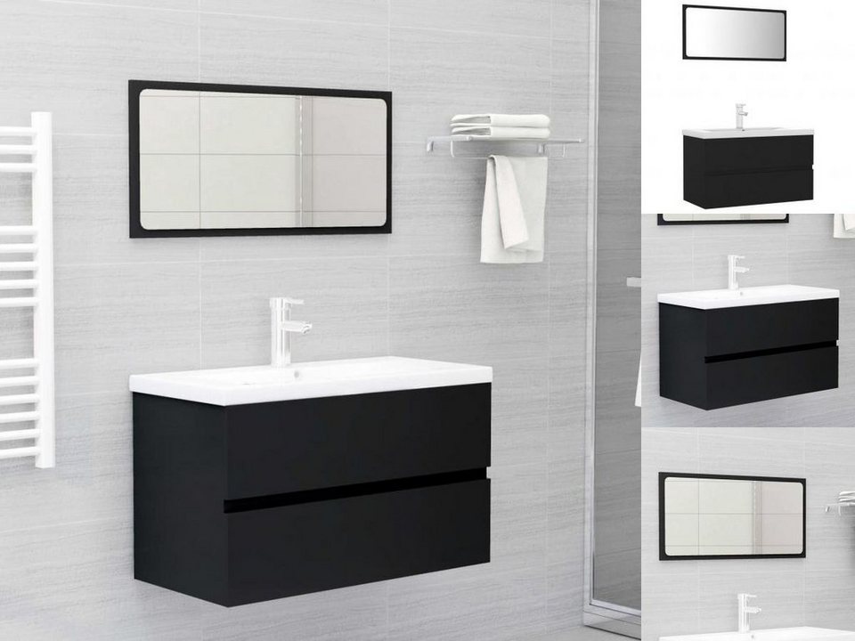 Vidaxl Badezimmer Set Badmöbel Set Schwarz Spanplatte