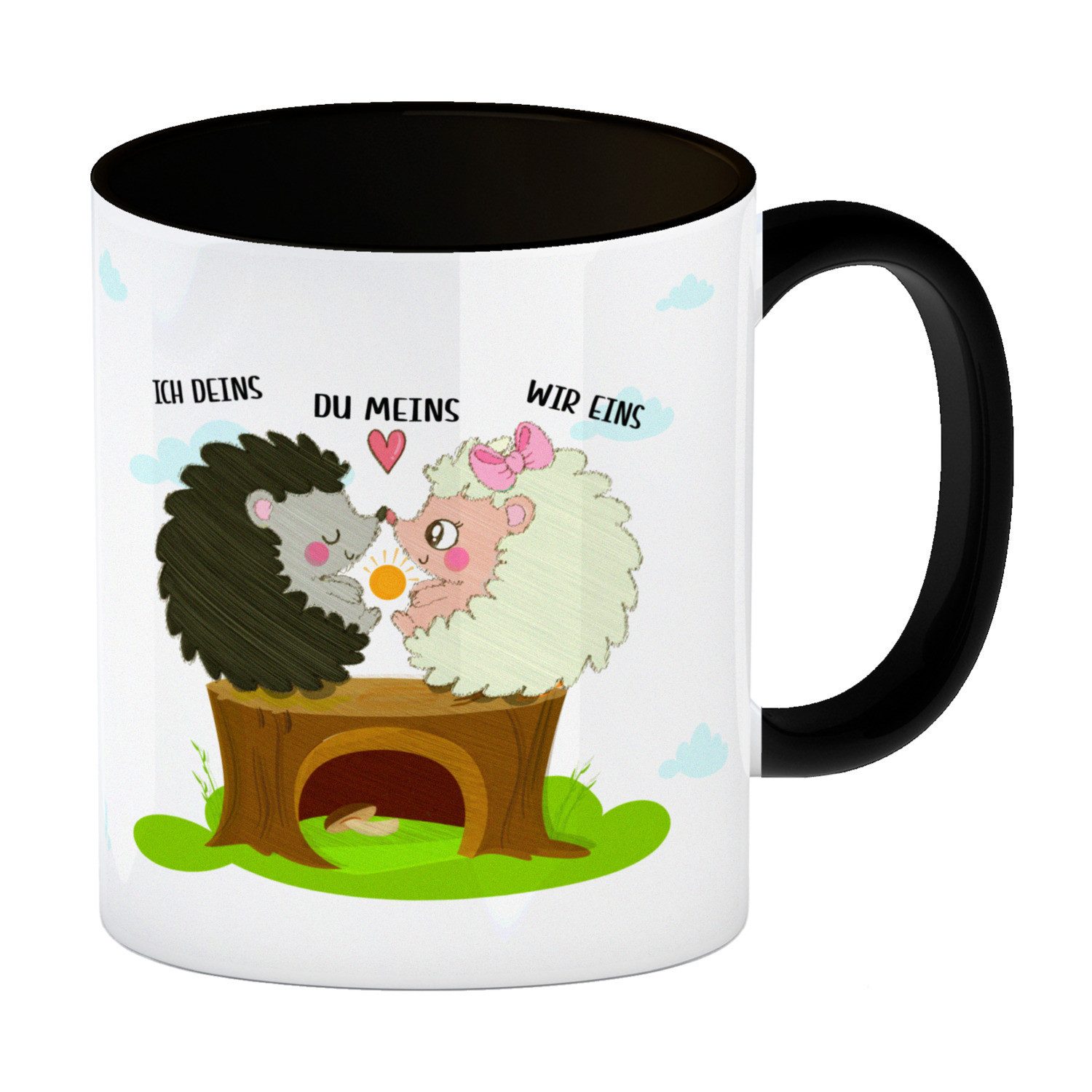 Speecheese Tasse Igel Pärchen Kaffeebecher In Schwarz Mit Spruch Ich