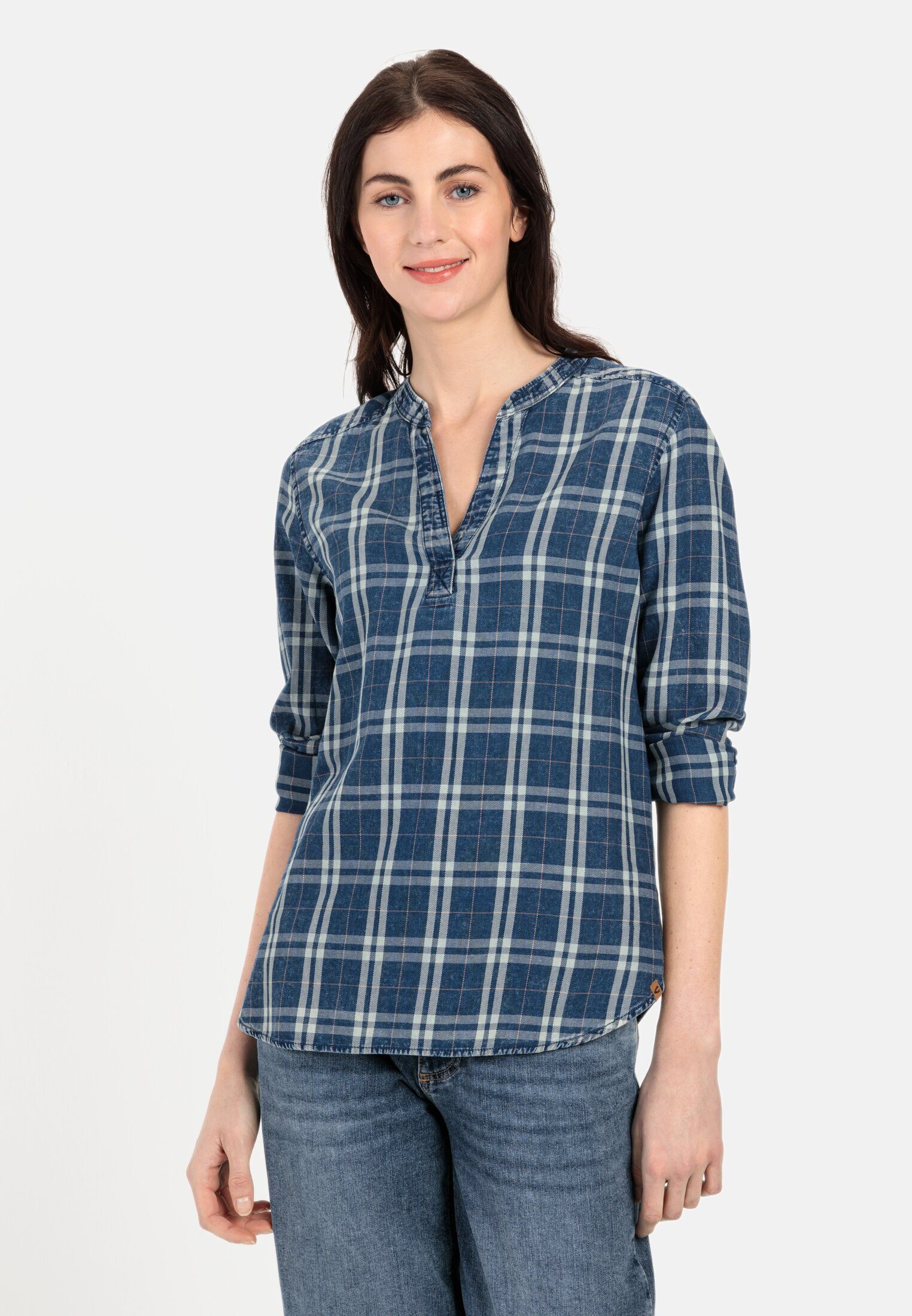 Camel Active Hemdbluse Mit Stehkragen Kariert Camel Active Markenlabel