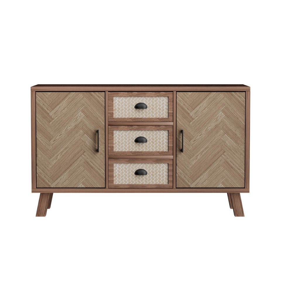 Gotagee Sideboard Kommode Fischgrätenmuster Schließfach Modern