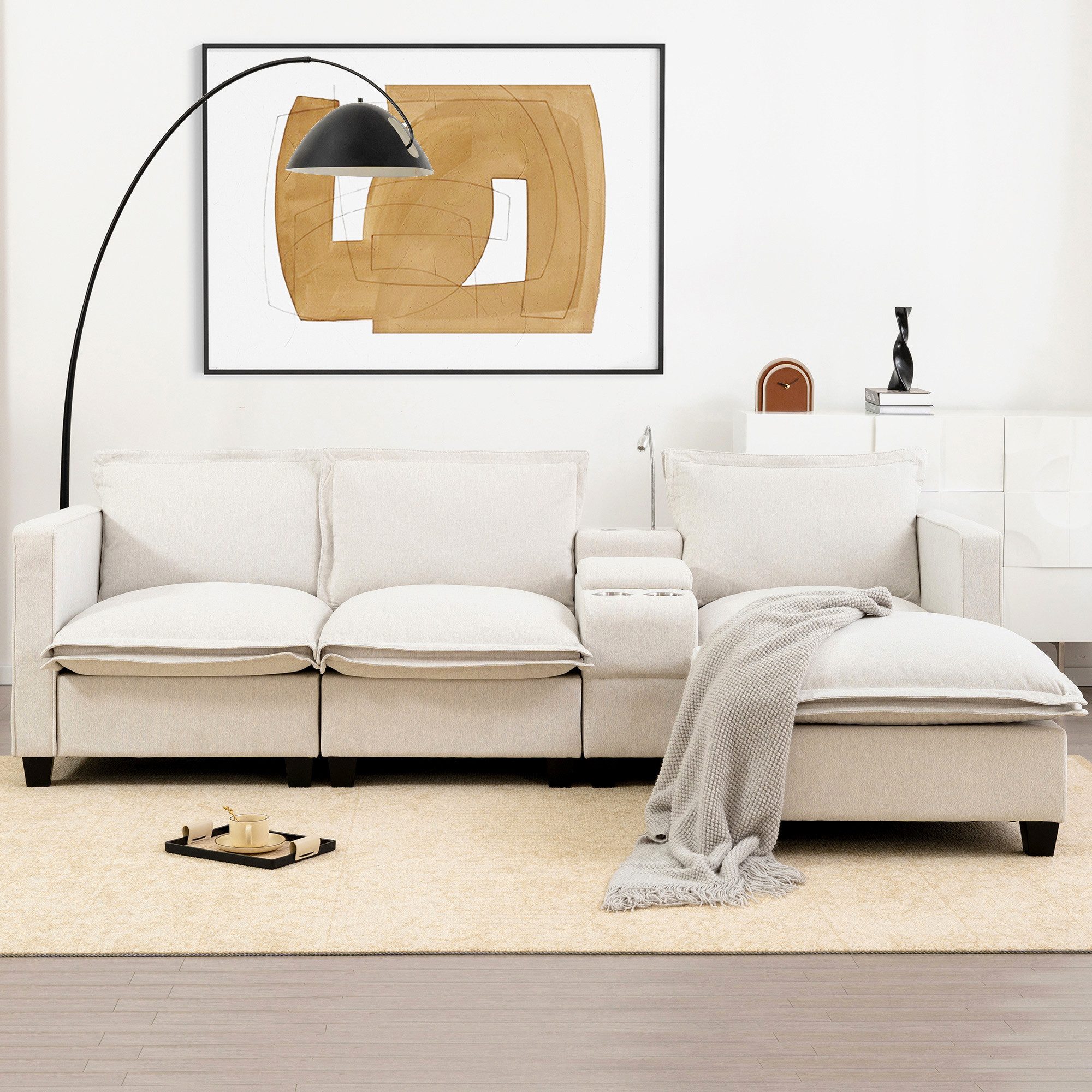 Merax Sofa L Förmiges Ecksofa Aus Chenille Stoff 3 Sitzer Sofa Mit
