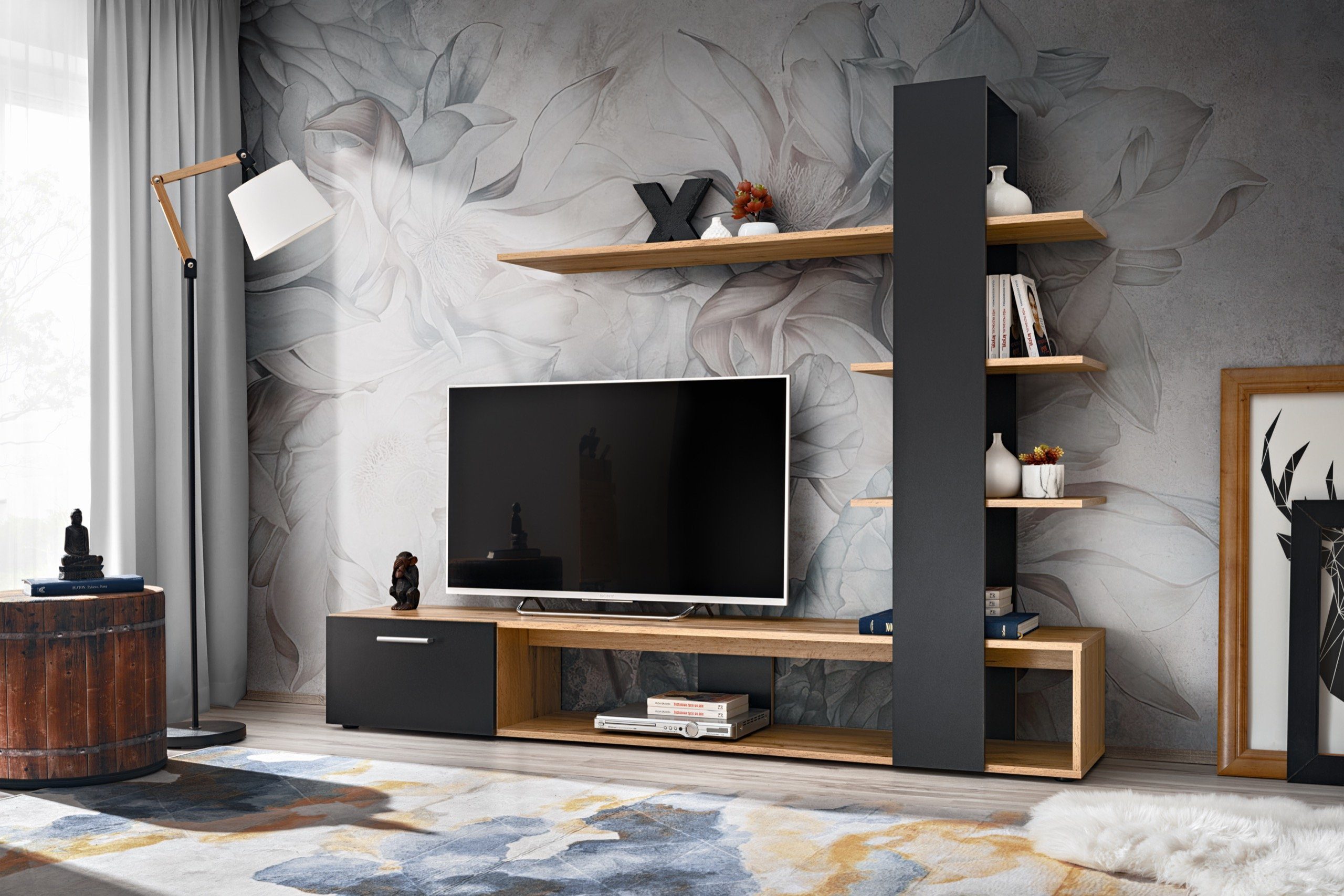 99rooms Wohnwand Emo Set 2 St Wohnzimmer Set Komplettset 1×tv