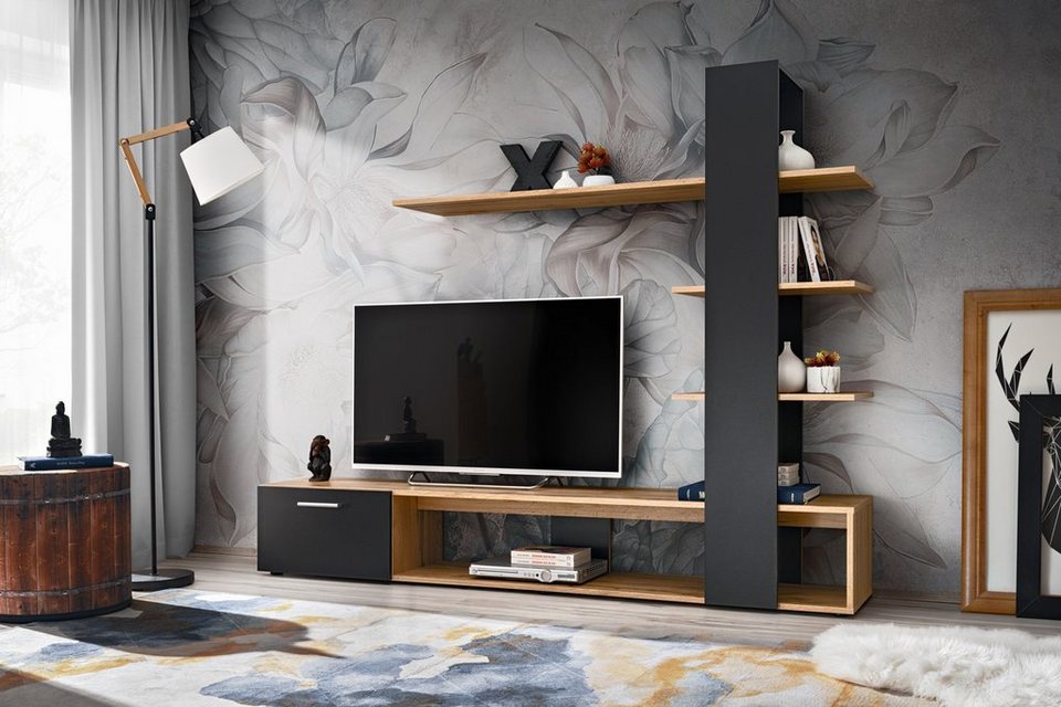 Stylefy Wohnwand Emo Set 2 St Wohnzimmer Set Komplettset 1×tv