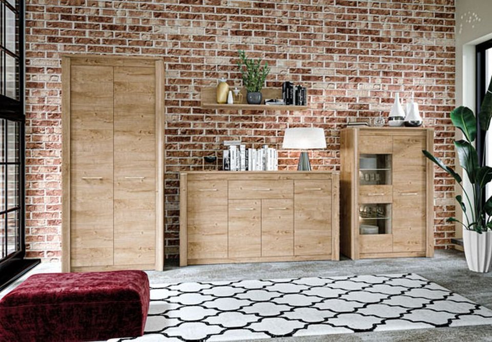 Feldmann Wohnen Wohnwand Luis Set 1 Stauraumschrank 1 Highboard