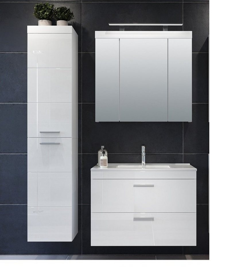 Trendteam Badmöbel Set Badezimmer Set Devon Inkl Waschbecken Weiß