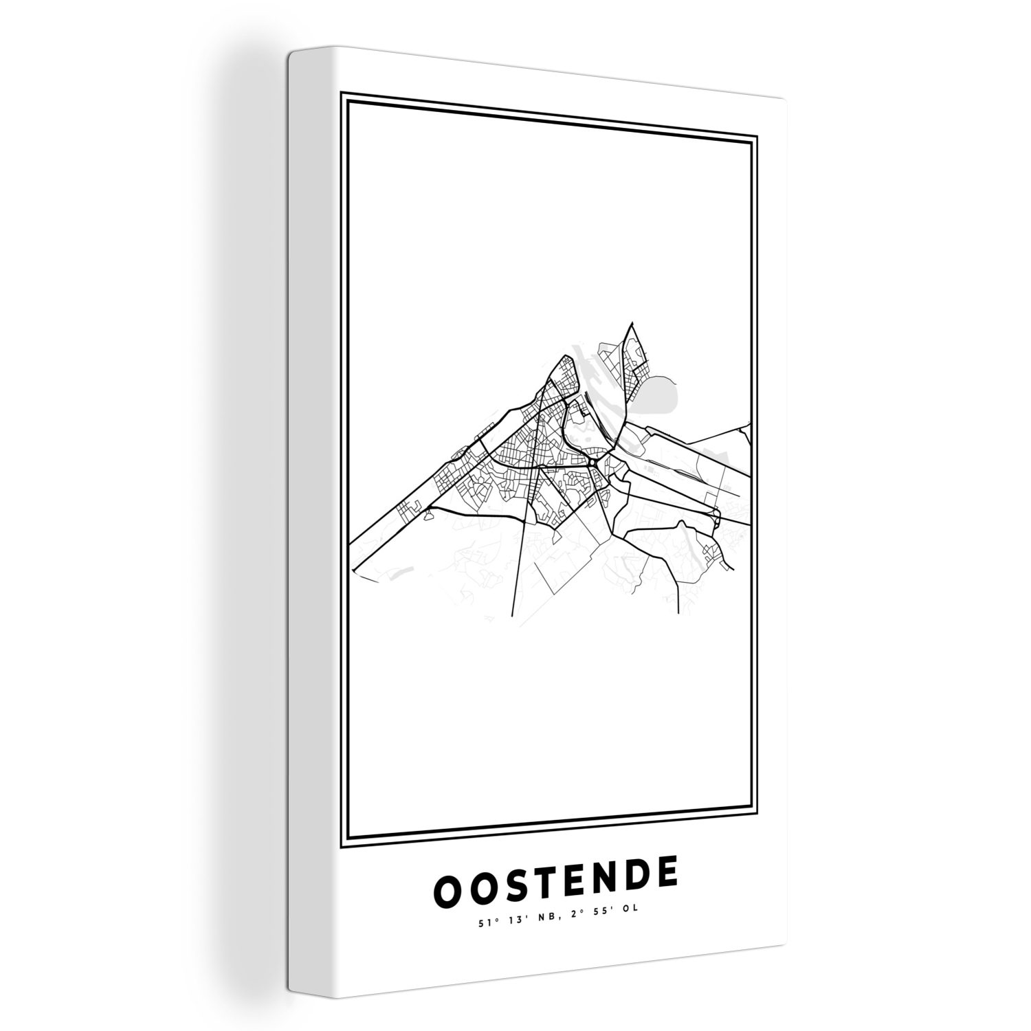 Onemillioncanvasses® Leinwandbild Belgien Ostende Stadtplan