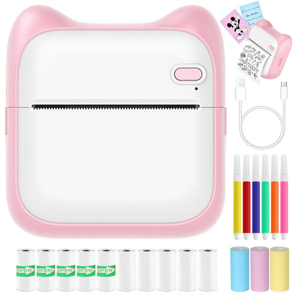 Zeuopq Mini Bluetooth Drucker Thermodruckerquittungsdrucker Rosa