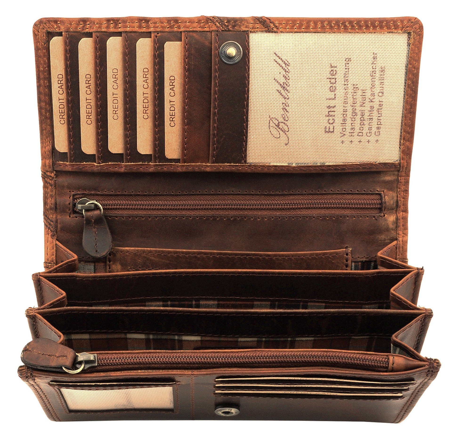 Benthill Geldbörse Damen Echt Leder Vintage Portemonnaie Weiche Lange