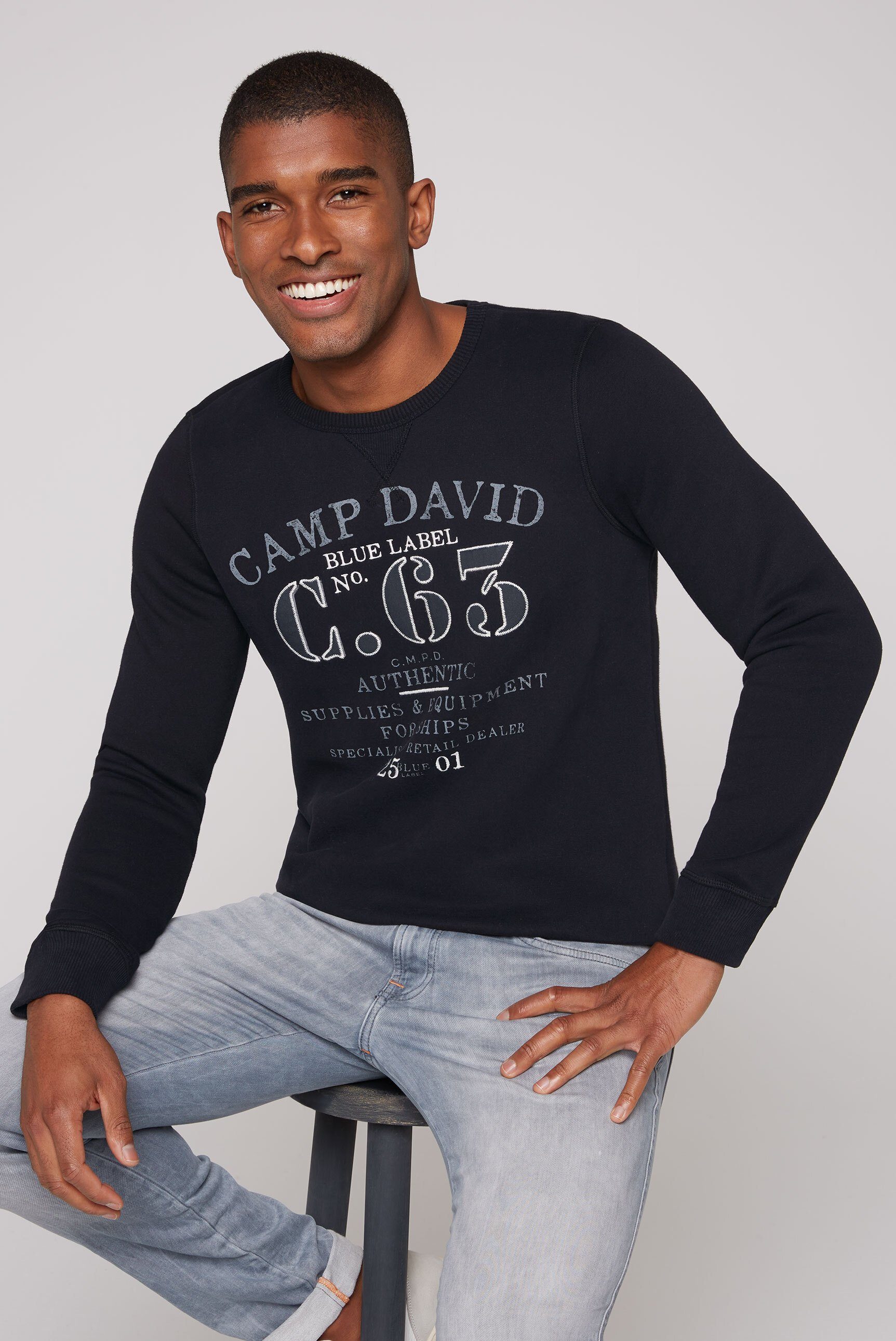 CAMP DAVID Sweater mit weicher Innenseite, Rippbündchen an Ärmeln und Saum