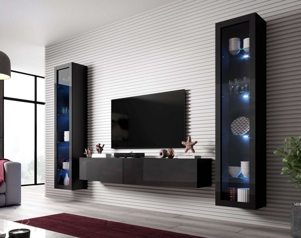 Stylefy Wohnwand Vago Slate Vi Set 4 St Wohnmöbel Wohnzimmer Set