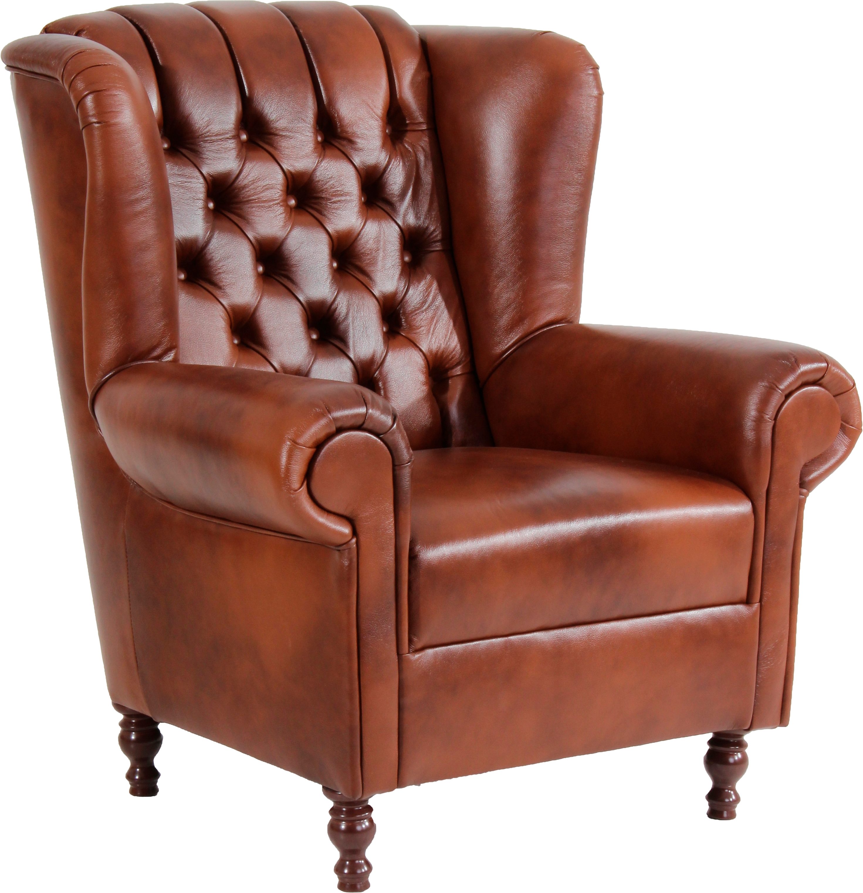 Ohrensessel Braun Leder