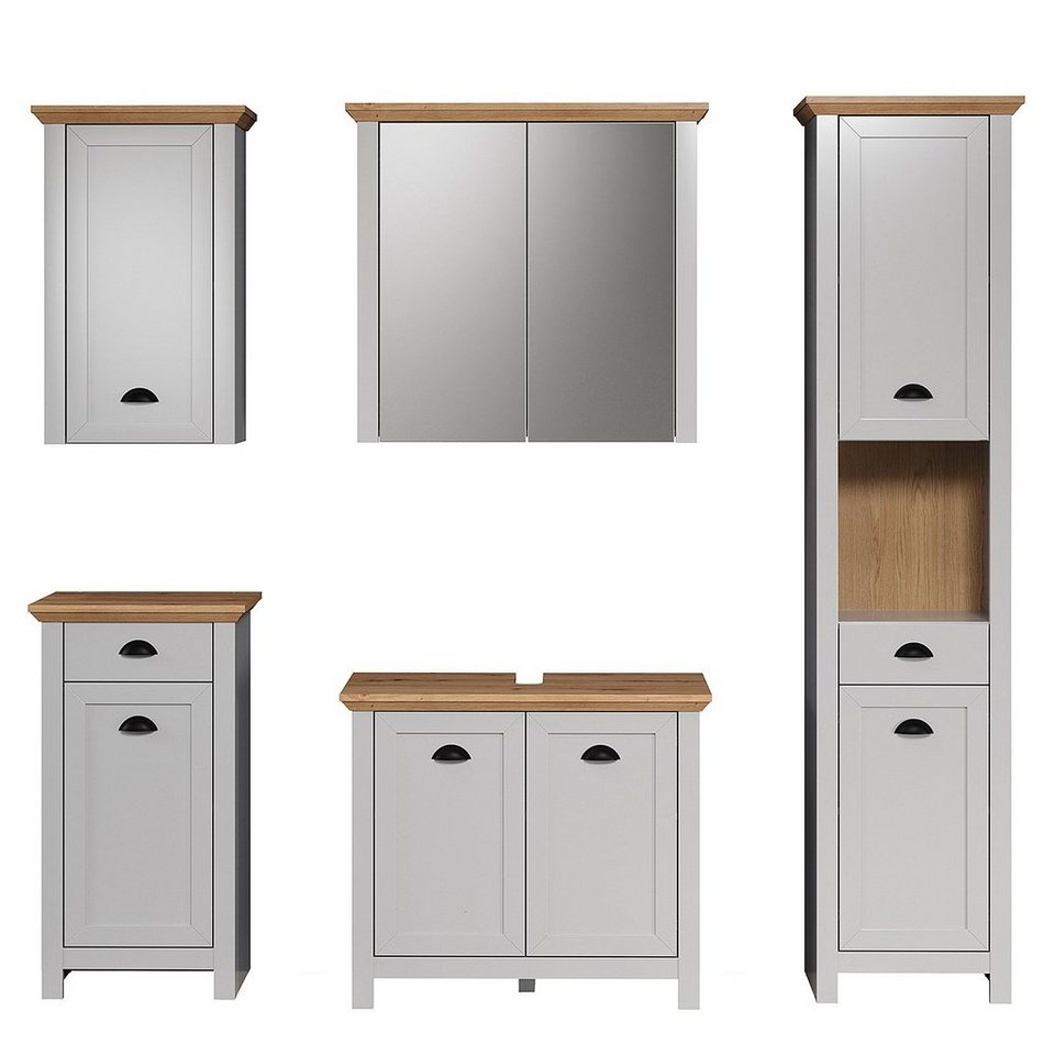 Trendteam Badmöbel Set Badmöbel Set Landside Grau Badmöbel Set