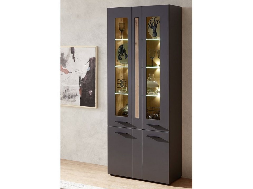Möbelando Vitrine Lewes Cm Korpus Aus Spanplatte In Graphit Innen In