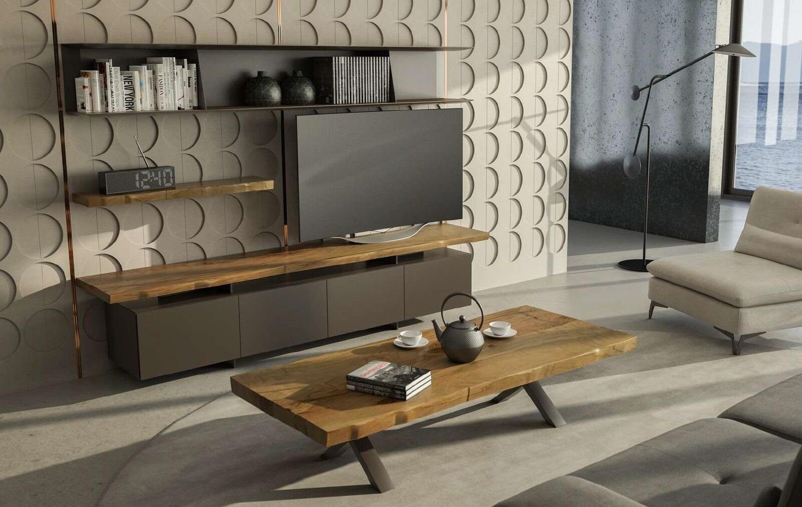 Jvmoebel Wohnzimmer Set Holz Wohnwand Couchtisch Moderne