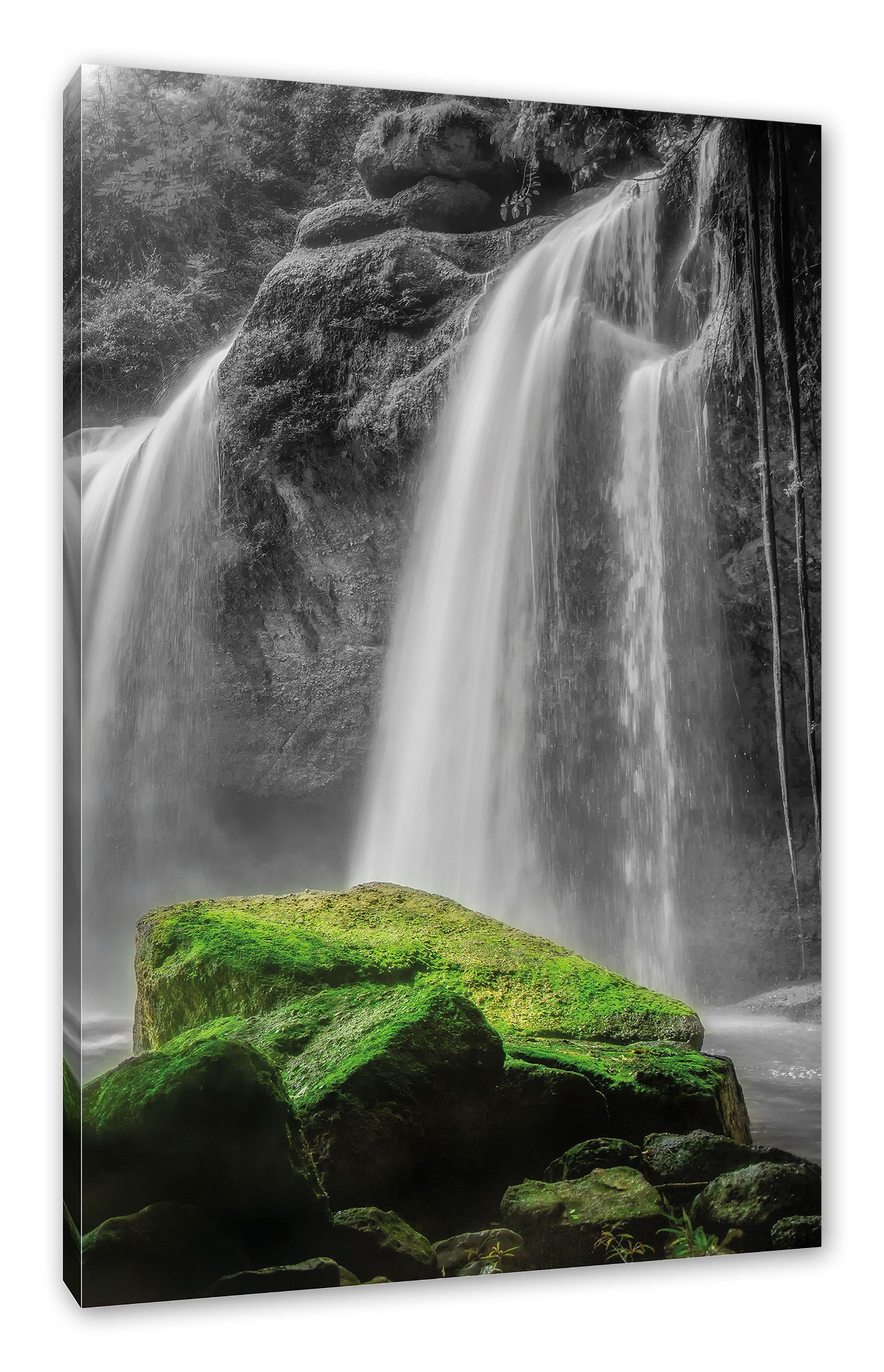 Pixxprint Leinwandbild traumhafter Wasserfall im Dschungel, traumhafter Wasserfall im Dschungel ...