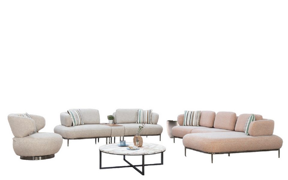 Jvmoebel Wohnzimmer Set Designer Rosa Graue Sitzgarnitur L Form Sofa