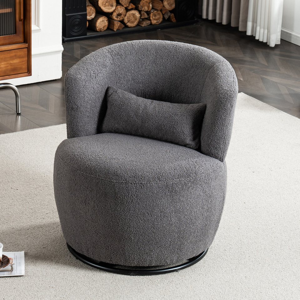 Modfu Drehsessel Relaxsessel Drehstuhl Mit Teddyplüsch Bezug 360