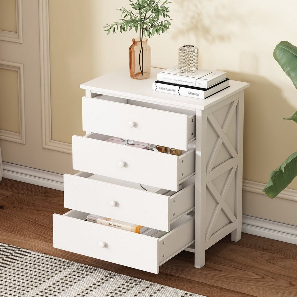 Celya Kommode Schrank Mit 4 Schubladen Stauraumschrank Sideboard Mit