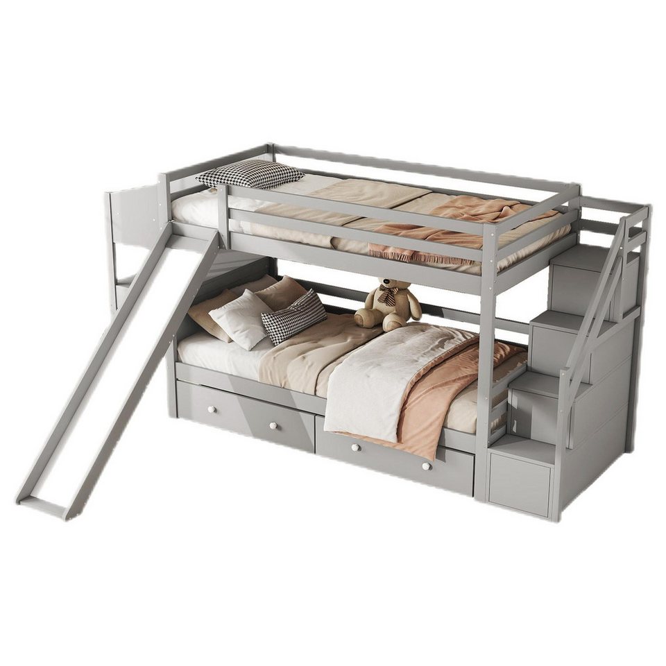Tavilaecon Etagenbett Kinderbett Holzbett Stauraumbett Mit Rutsche Und