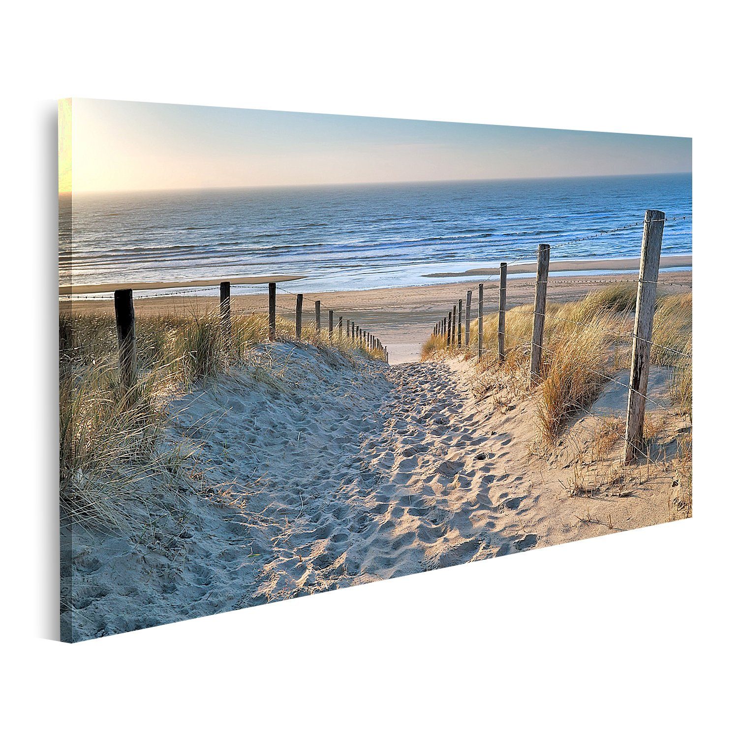 islandburner Leinwandbild »Bild auf Leinwand Weg Zum Meer Nordseestrand Sonnenuntergang ...