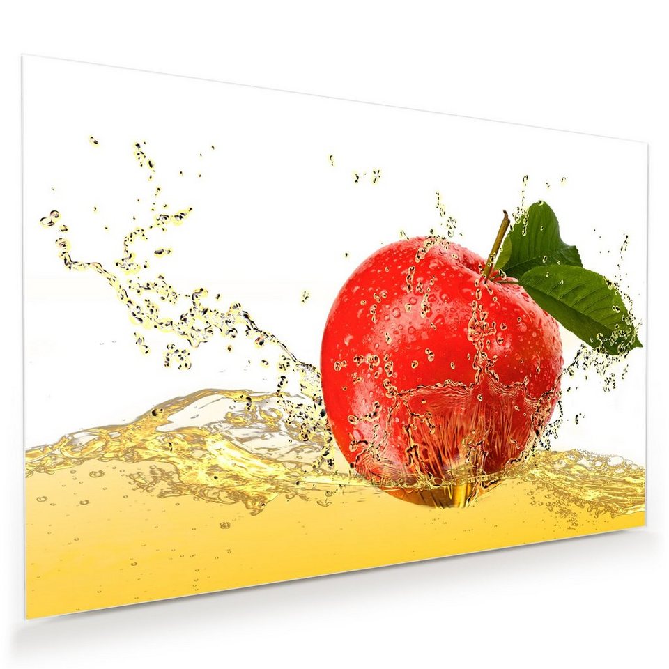 Primedeco Glasbild Wandbild Apfel Im Saft Mit Aufhängung Früchte