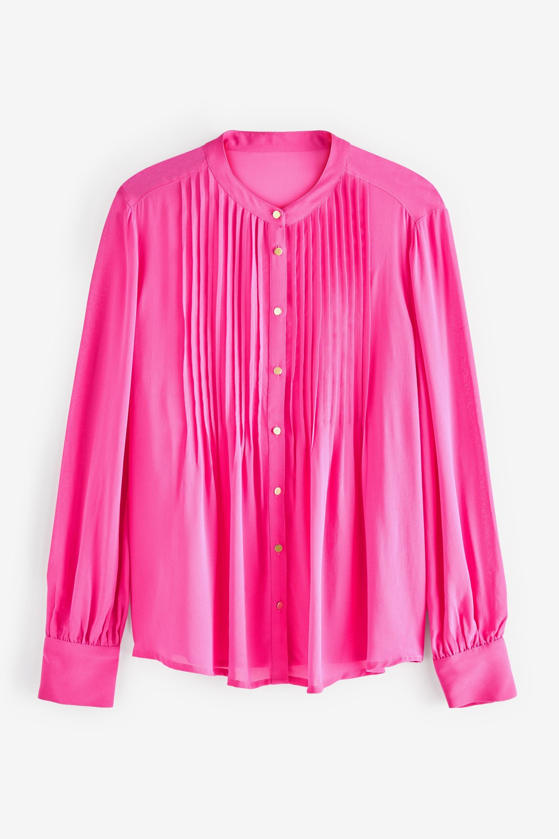 Next Langarmbluse Langärmlige plissierte Bluse mit Falten (1-tlg)