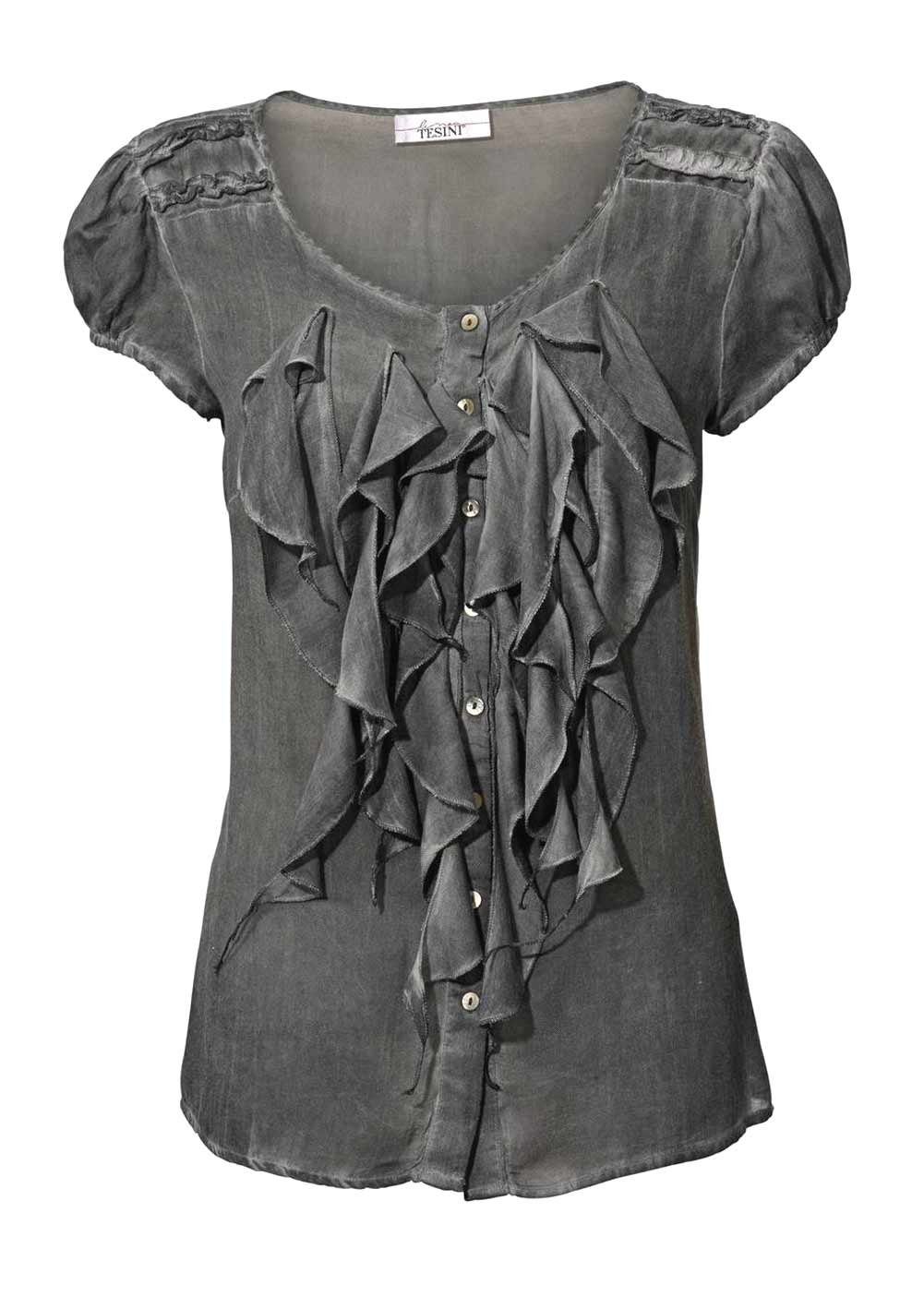 Heine Shirtbluse Linea Tesini Damen Designer Bluse Grau Used