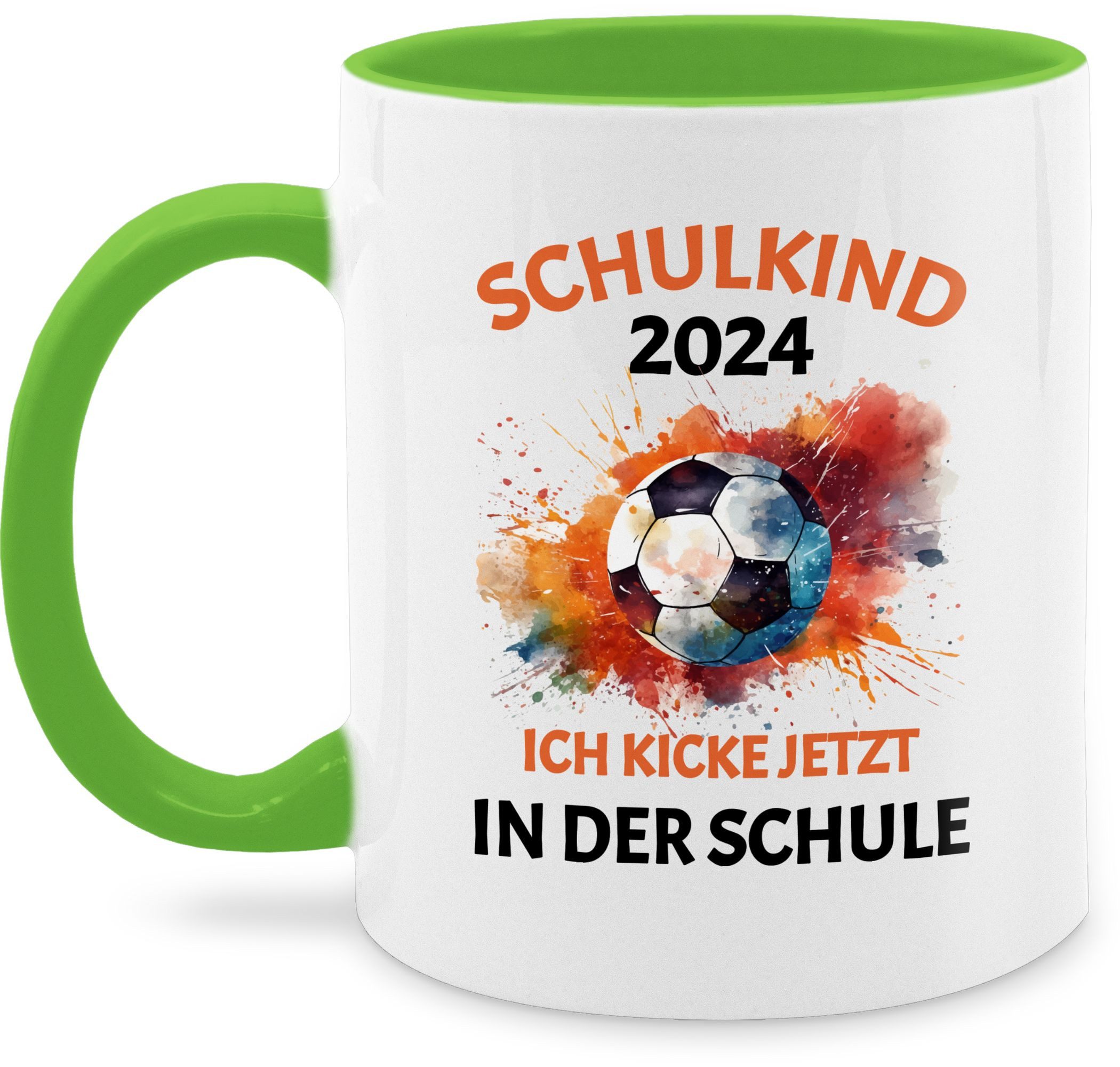 Shirtracer Tasse Schulkind 2024, Geschenk Einschulung Fußball, Ich kicke jetzt in der, Keramik ...